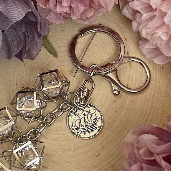 Accessories | Silver Geometric Orb Crystal Diamond Keychain | Poshmark